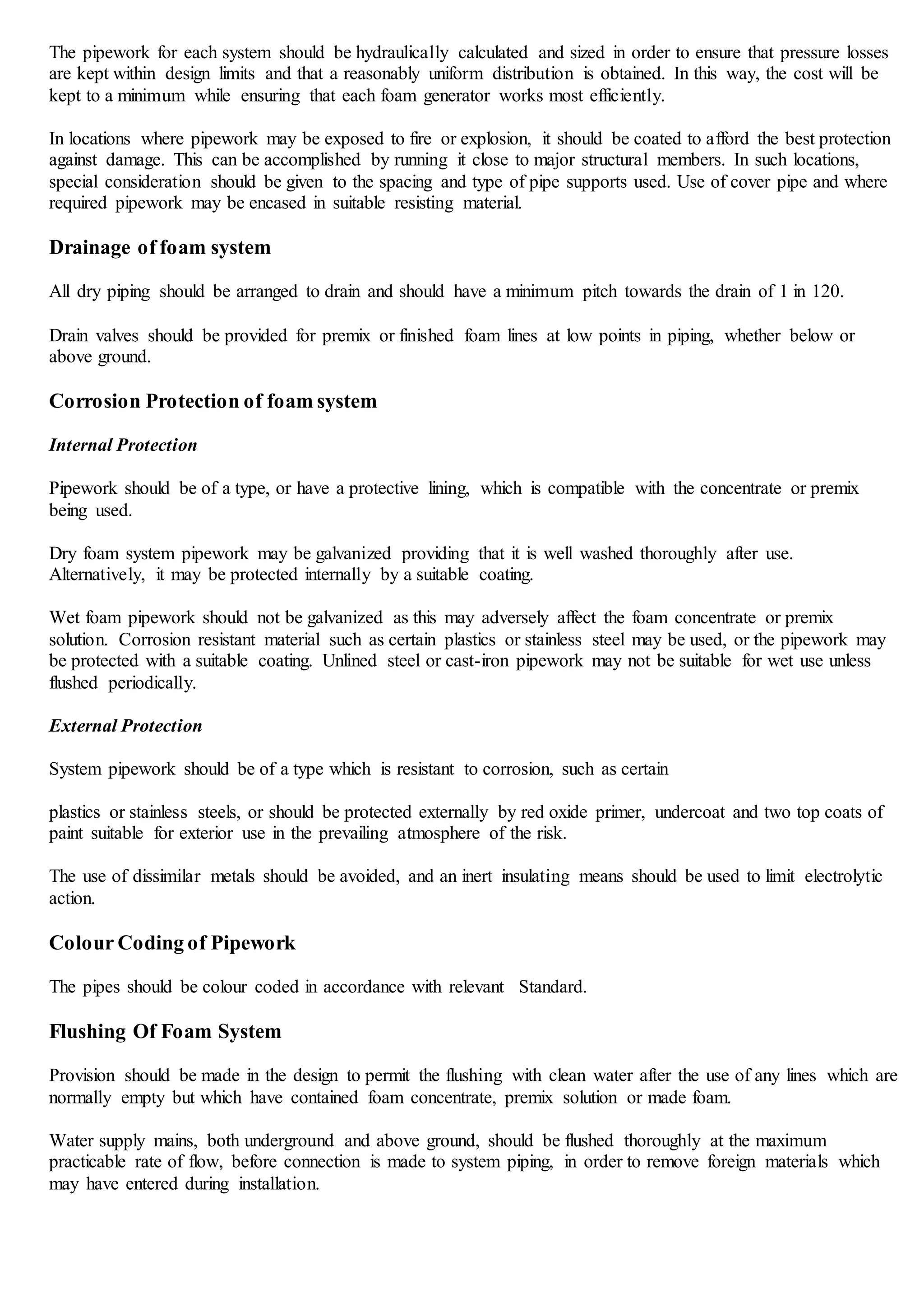 Design and installation of fixed foam fire extinguishing system | DOCX