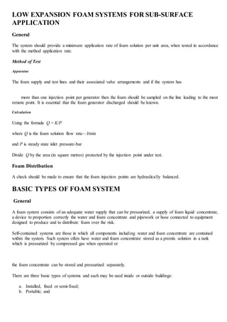 Design and installation of fixed foam fire extinguishing system | DOCX ...