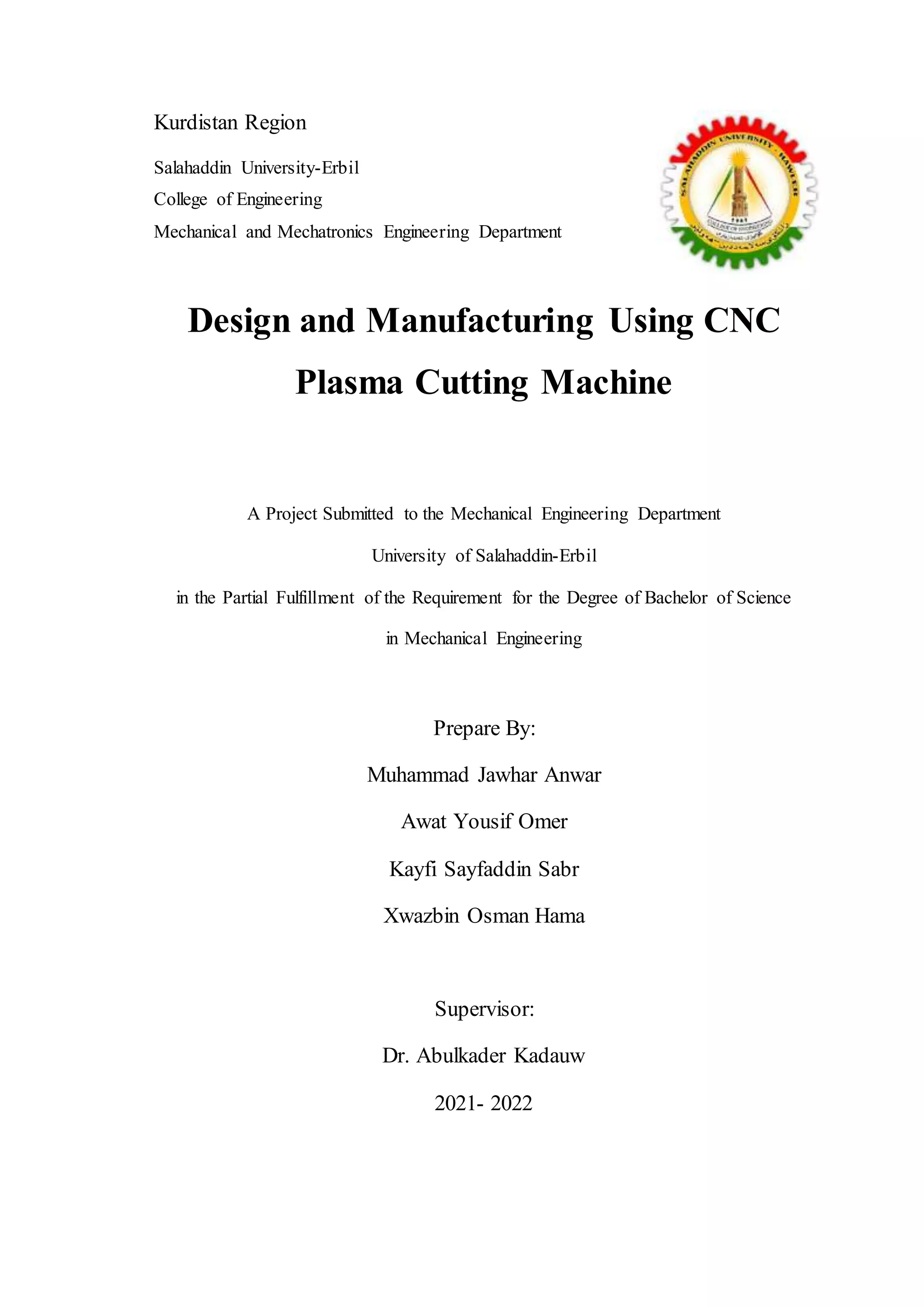 design and manufacturing by using cnc plasma cutting machine.docx