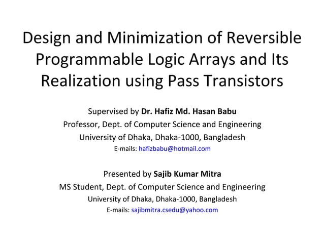 Design And Minimization Of Reversible Programmable Logic Arrays And Its