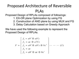 Design and minimization of reversible programmable logic arrays and its realization using pass ...