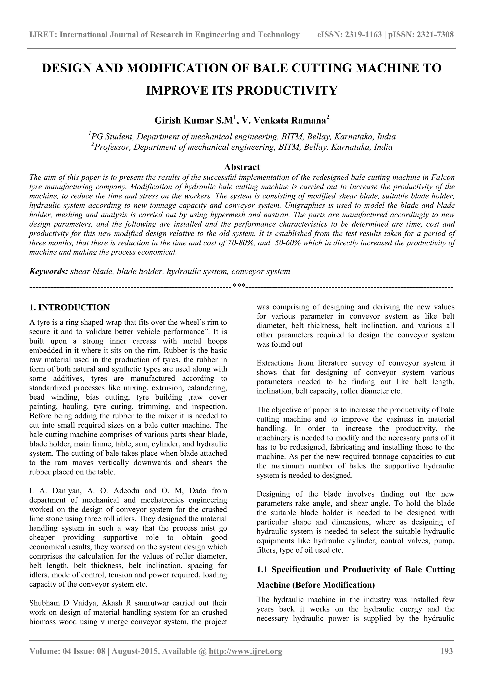 Design and modification of bale cutting machine to improve its ...