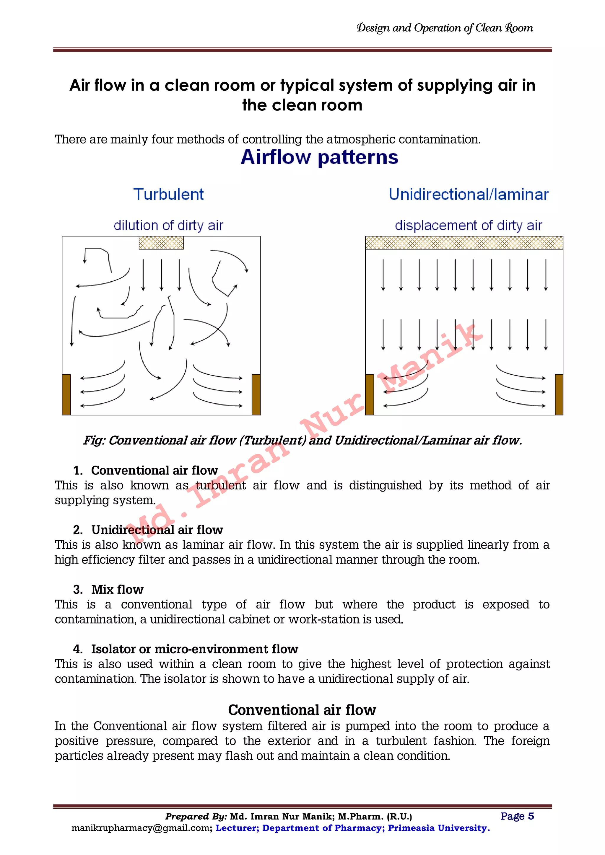 Design and operation of clean room MANIK | PDF