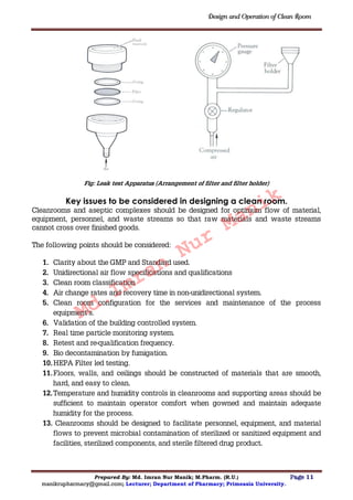 Design and operation of clean room MANIK | PDF