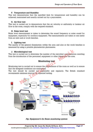 Design and operation of clean room MANIK | PDF