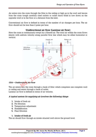 Design and operation of clean room MANIK | PDF