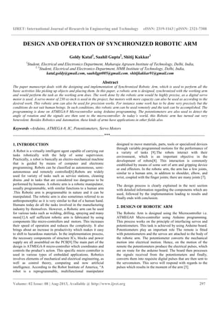 Design and operation of synchronized robotic arm | PDF | Robotics ...