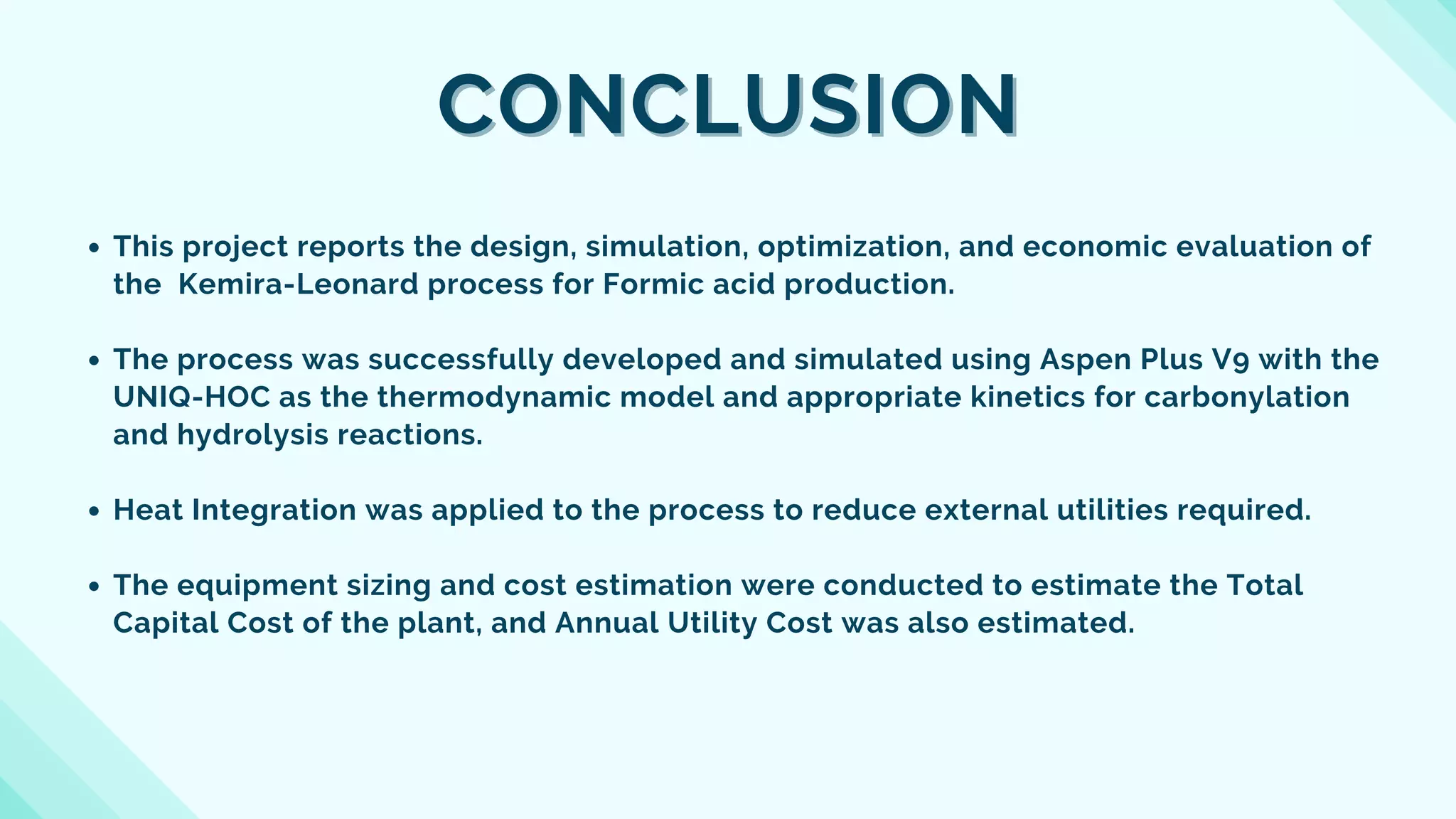 Design and optimization of kemira leonard process for formic acid ...