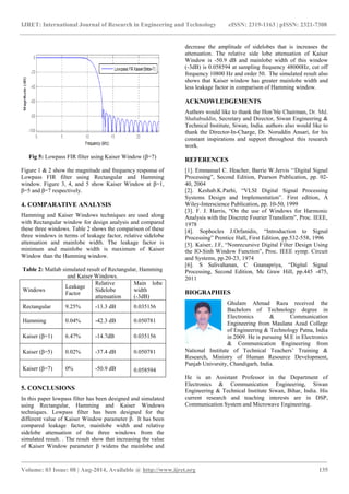 Design and performance analysis of low pass fir filter using hamming ...