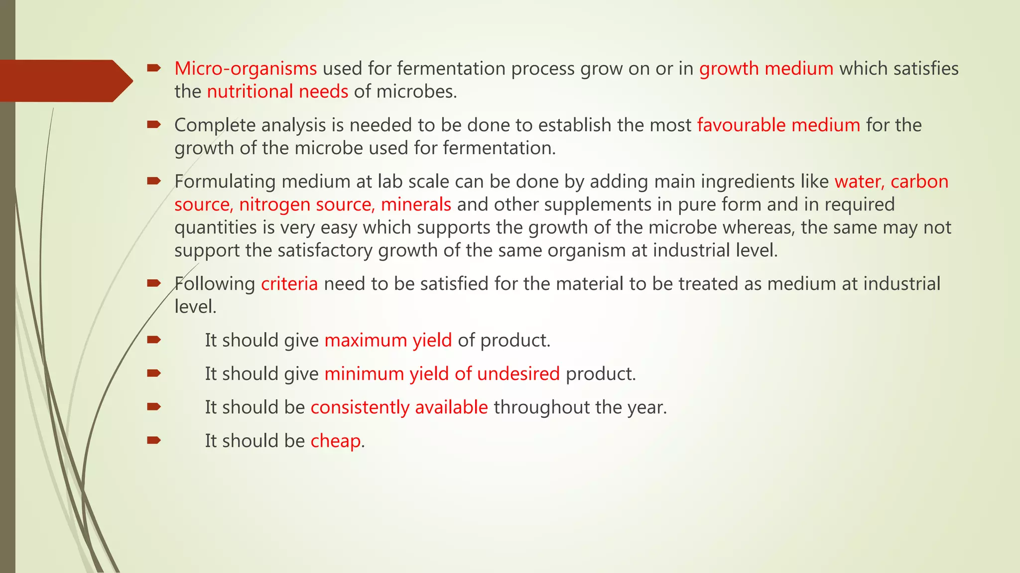 Design and preparation of media for fermentation | PPTX