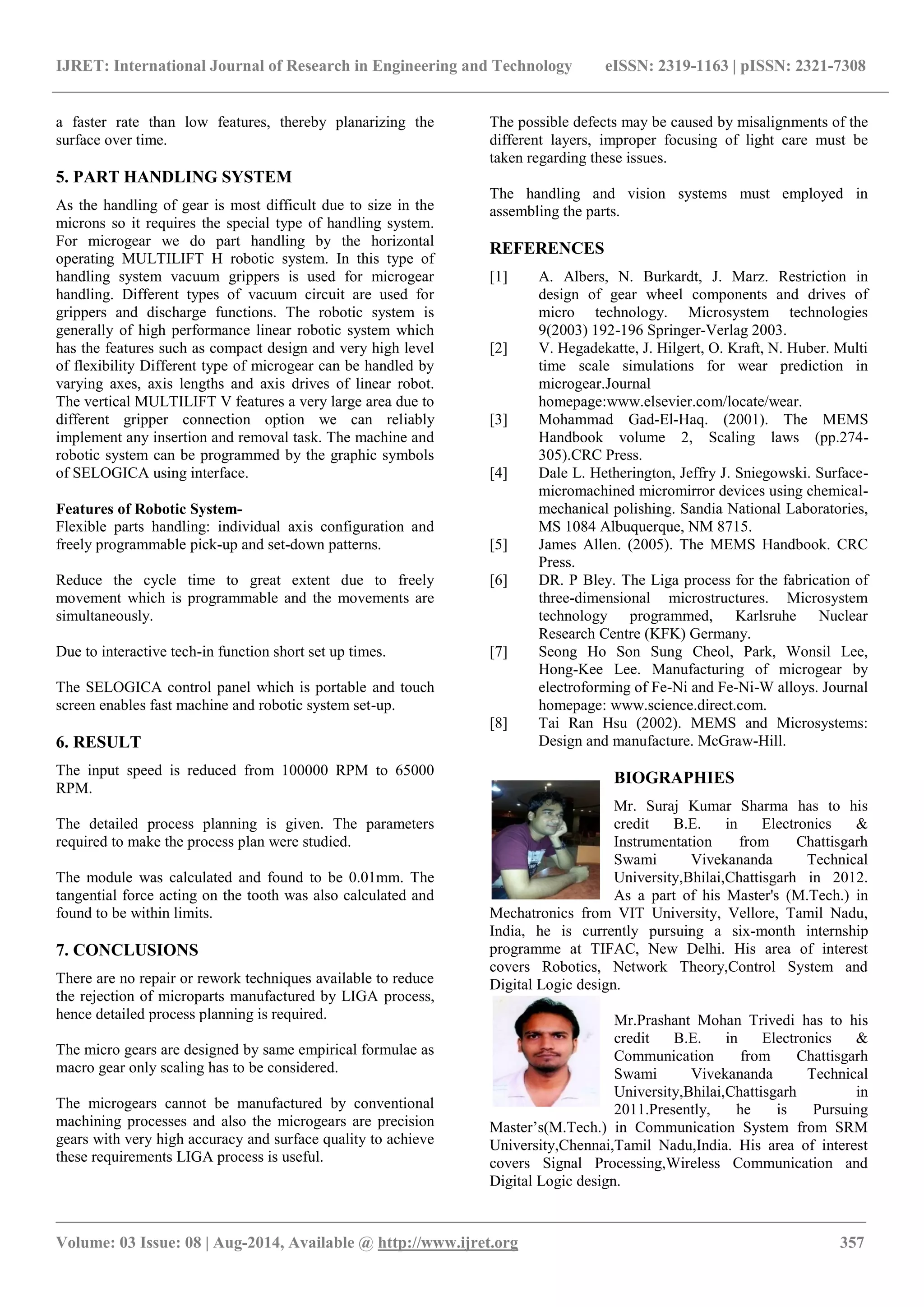 Design and process planning of micro gear manufacturing | PDF