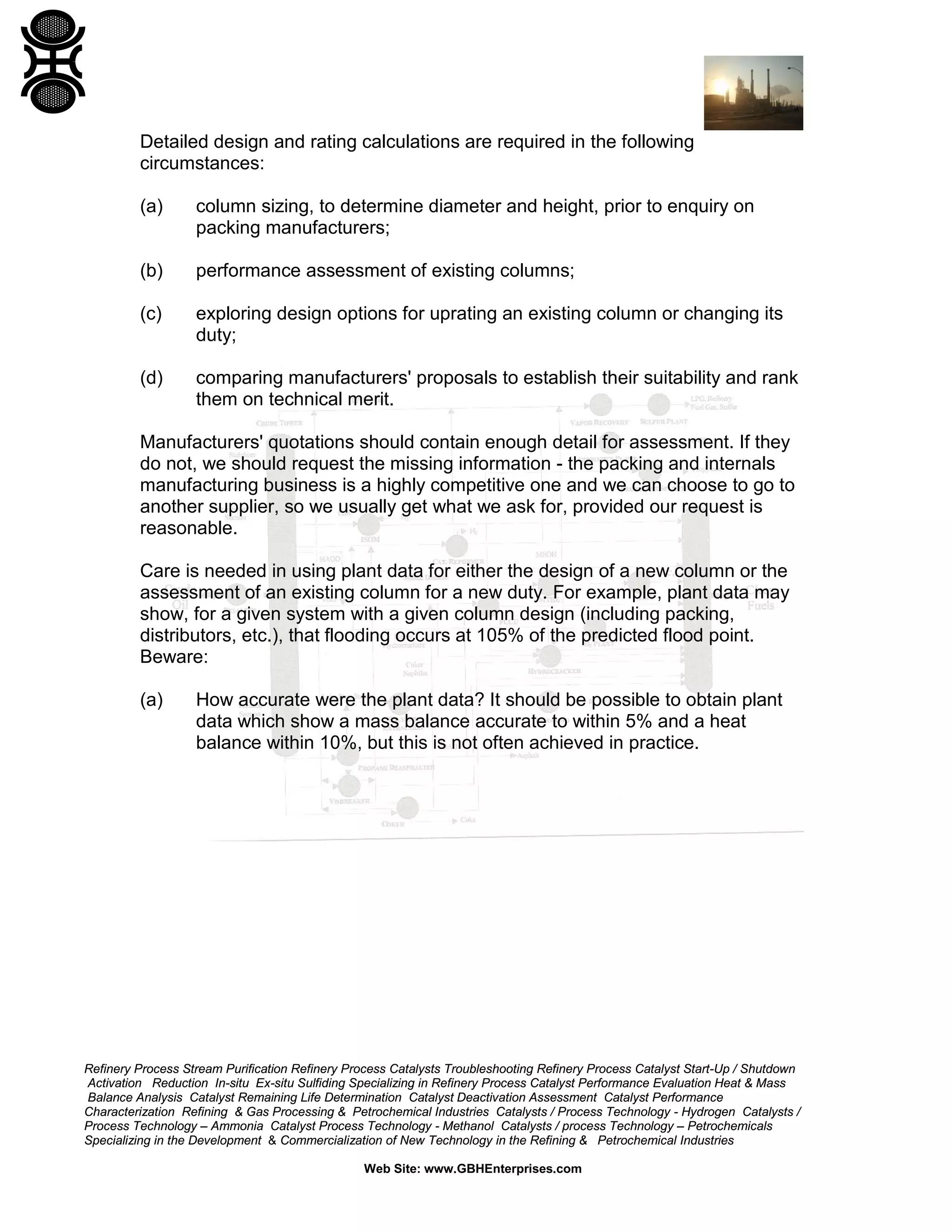 Design and Rating of Packed Distillation Columns | PDF