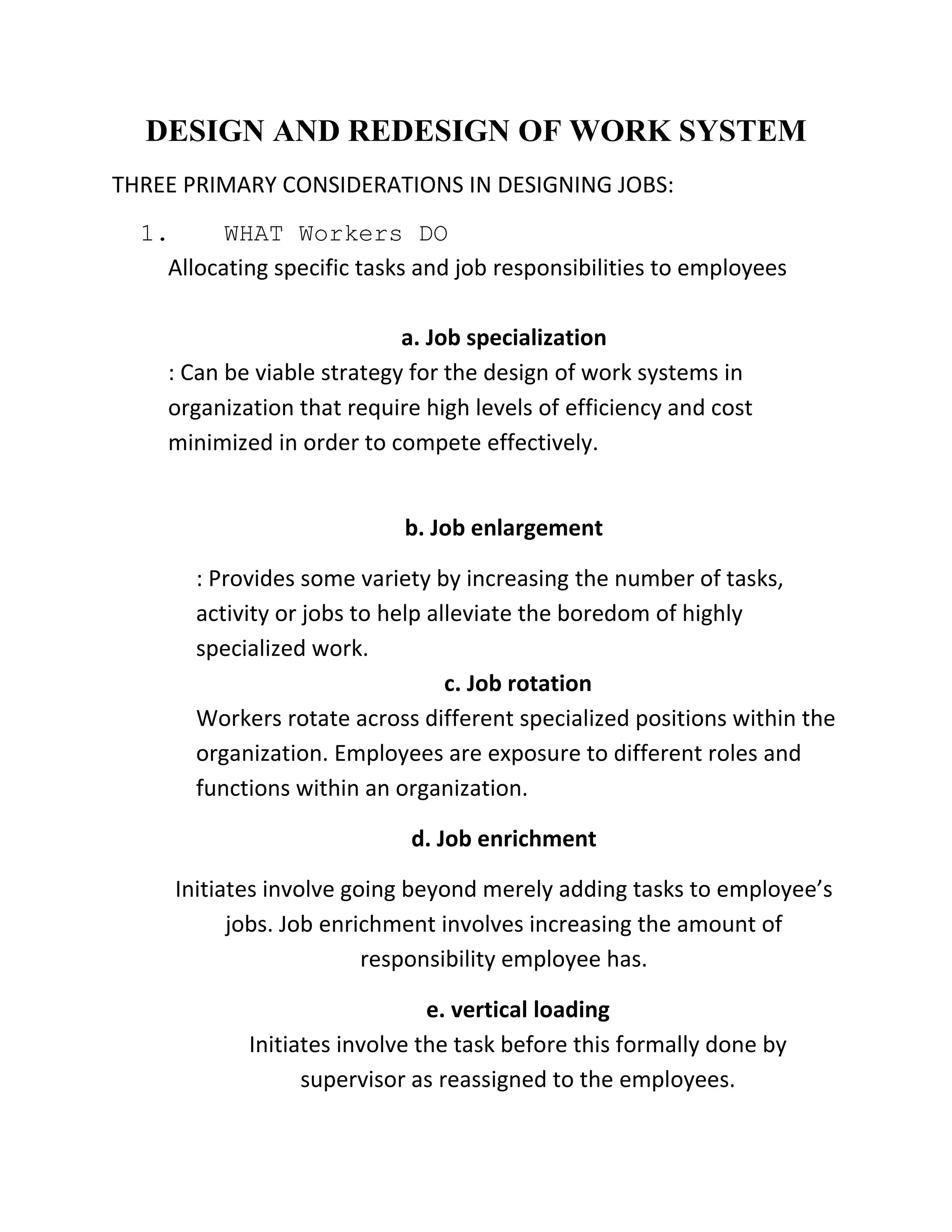 Design and redesign of work system | DOCX