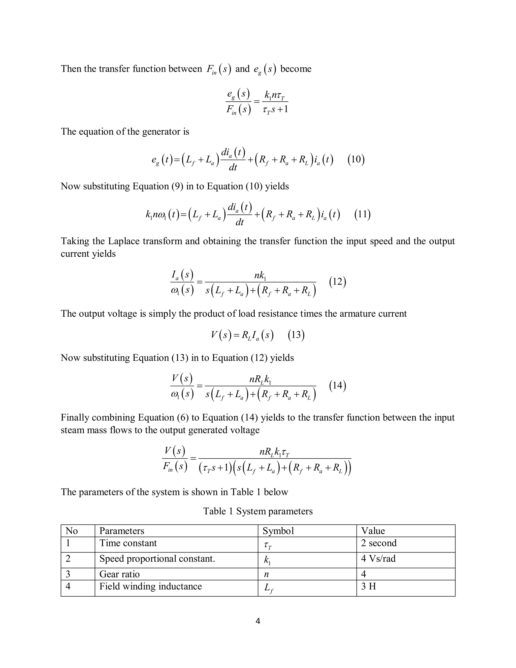 Design And Simulation Of A Steam Turbine Generator Using Observer Based