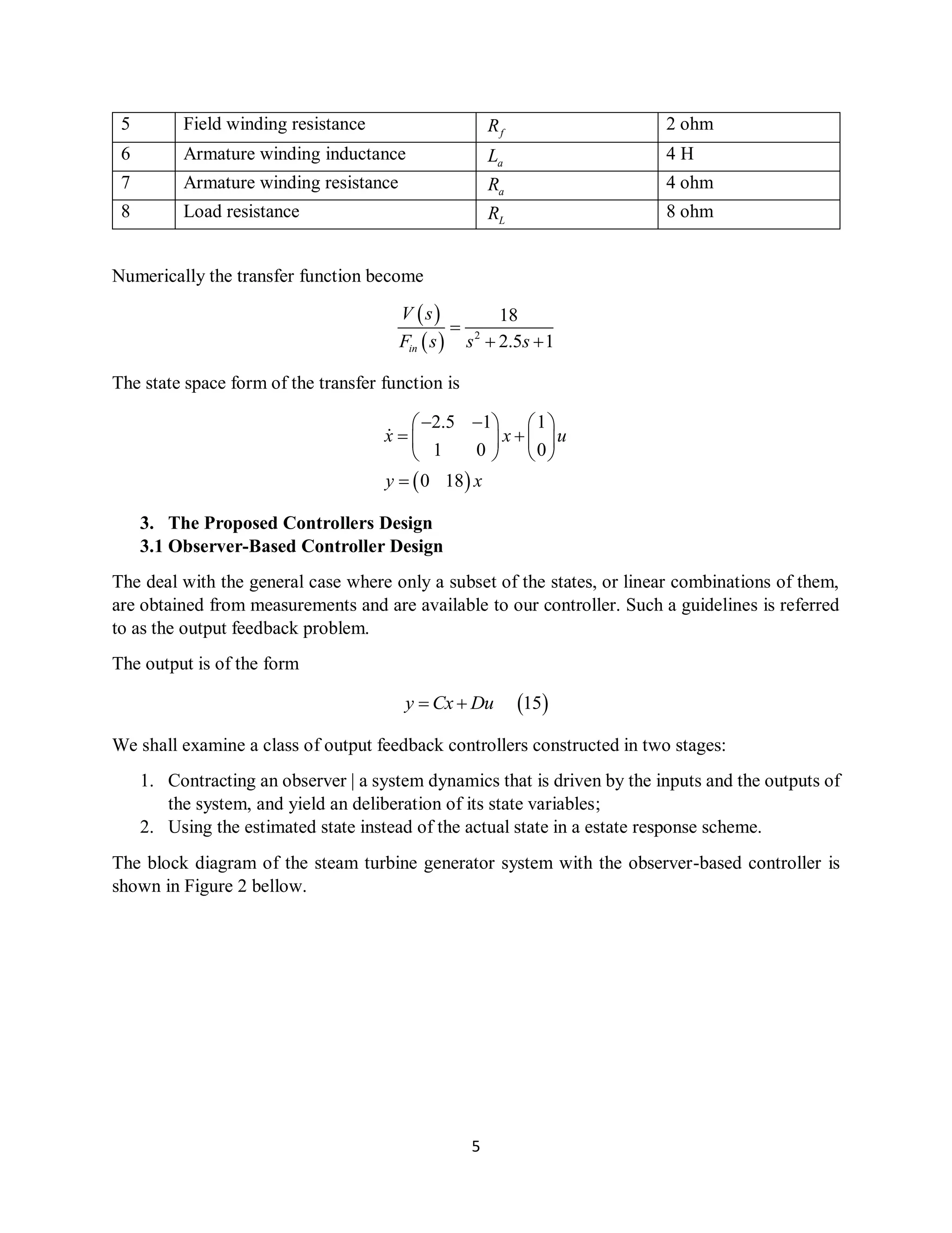 Design And Simulation Of A Steam Turbine Generator Using Observer Based