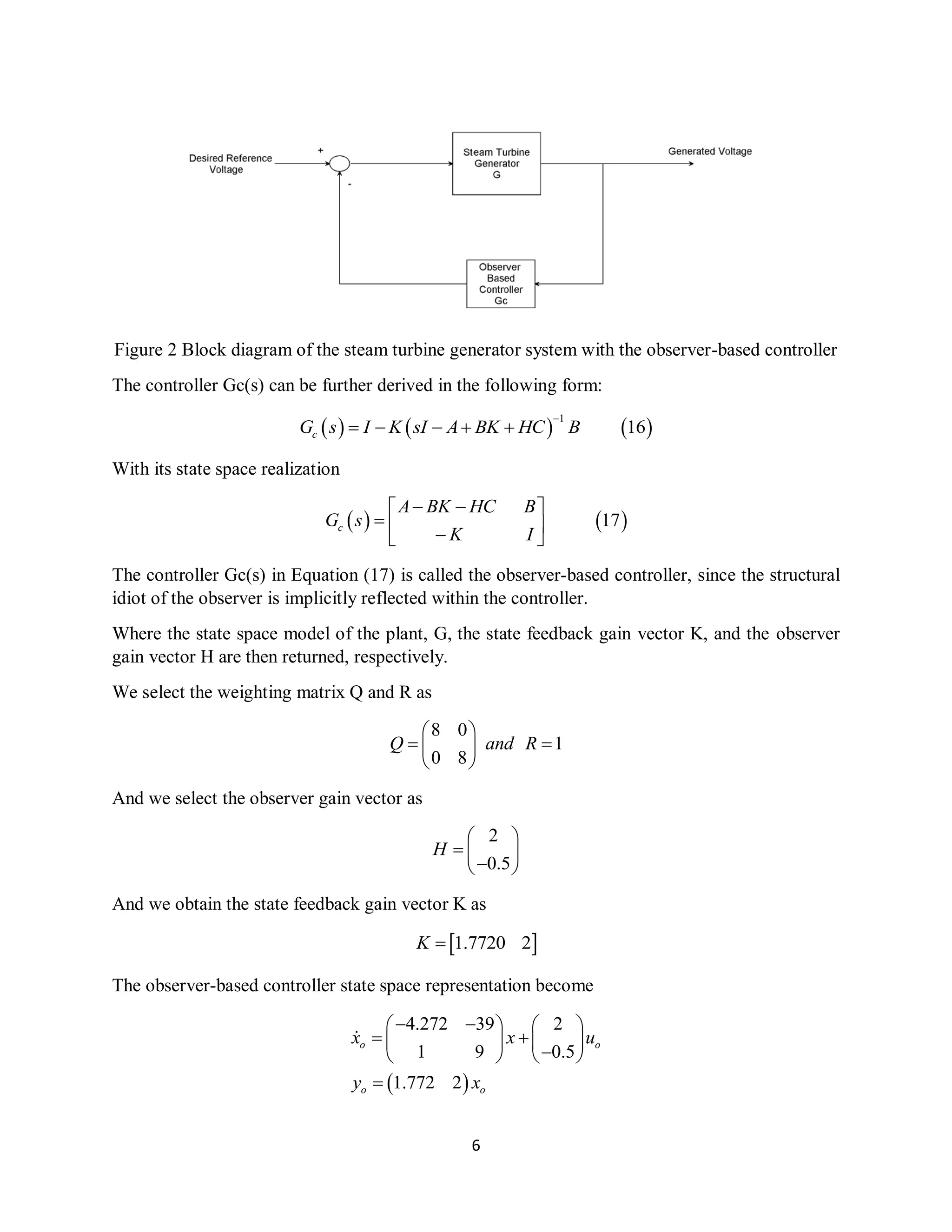 Design And Simulation Of A Steam Turbine Generator Using Observer Based