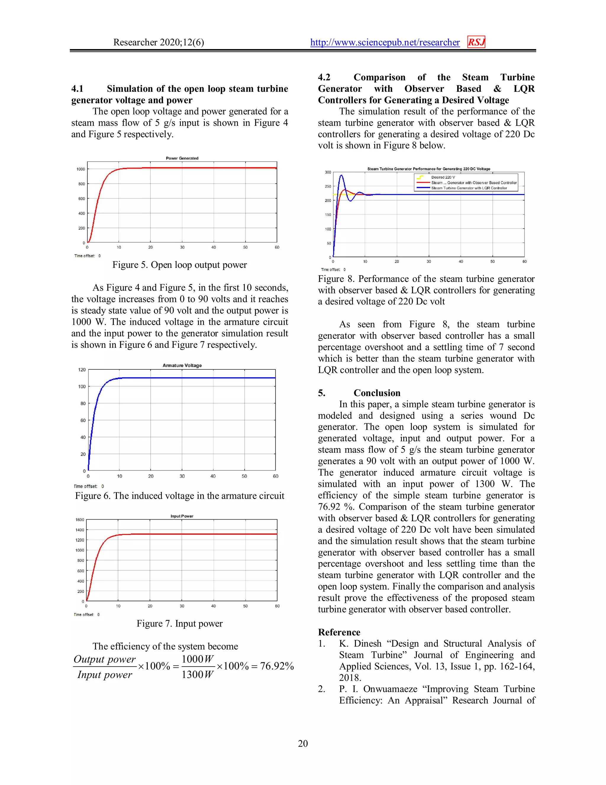 Design and simulation of a steam turbine generator using observer based and lqr controllers | PDF