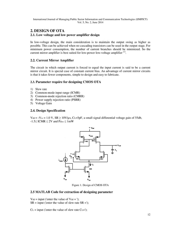Design and simulation of cmos ota | PDF