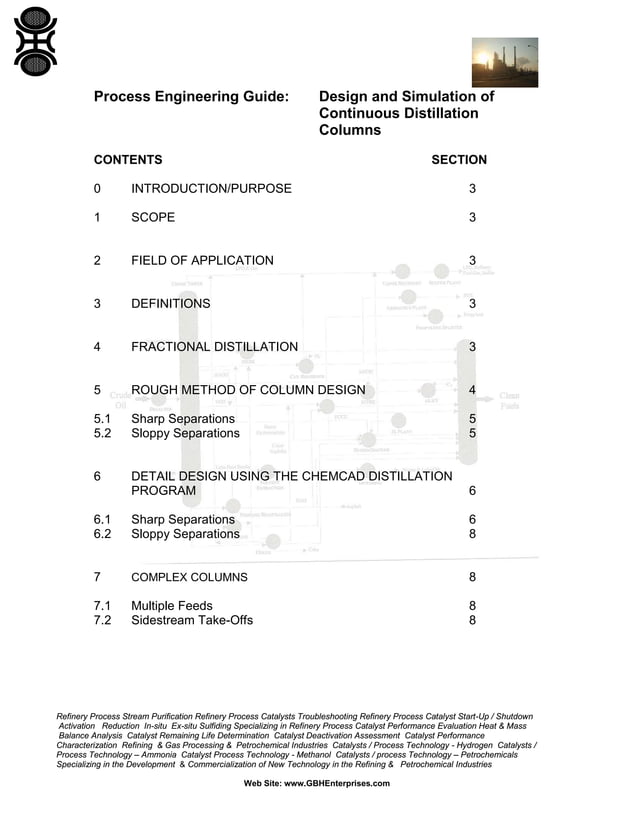 Design and Simulation of Continuous Distillation Columns | PDF | Chemistry | Science
