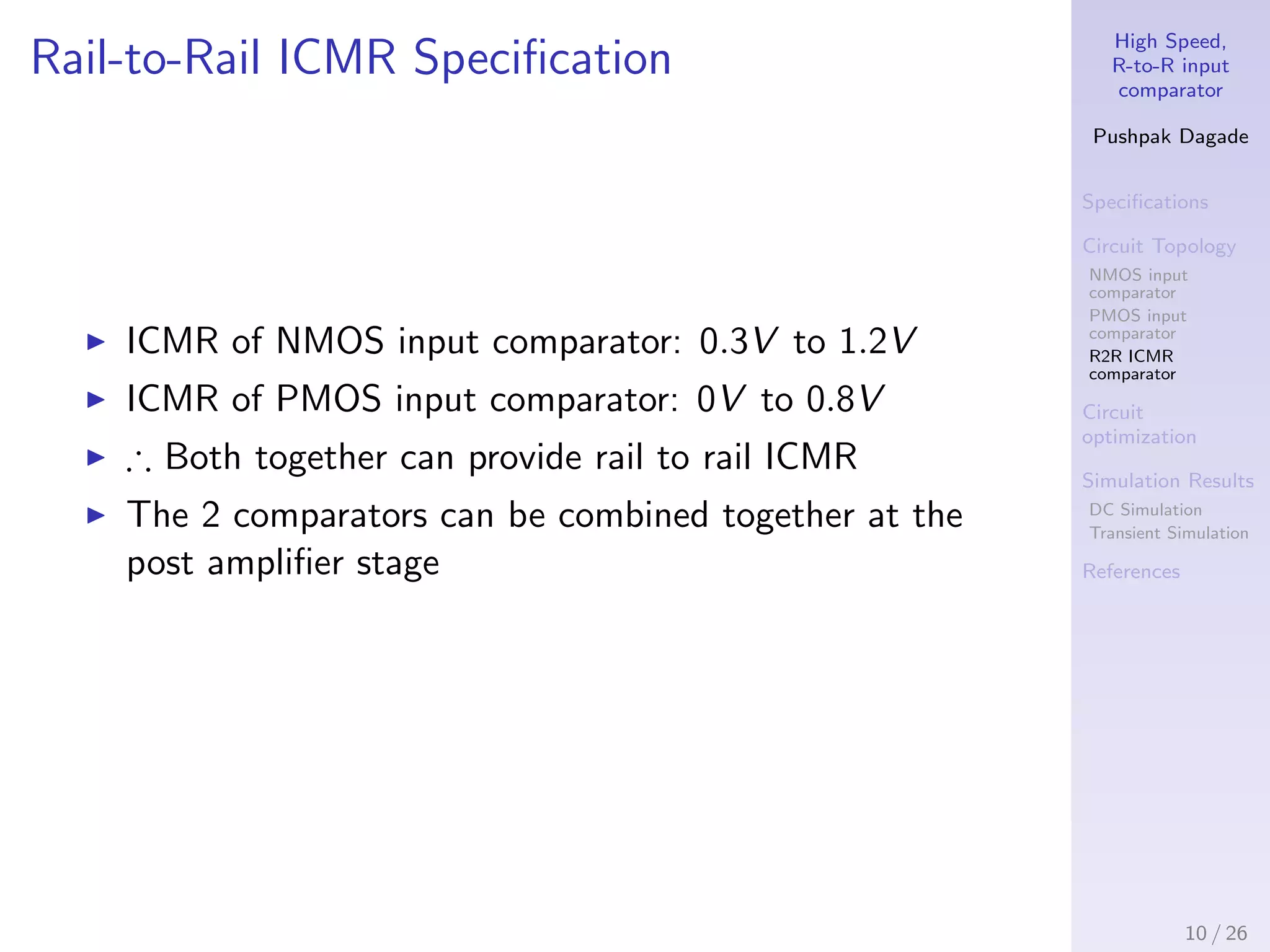 Design of a High Speed, Rail-to-Rail input CMOS comparator | PDF