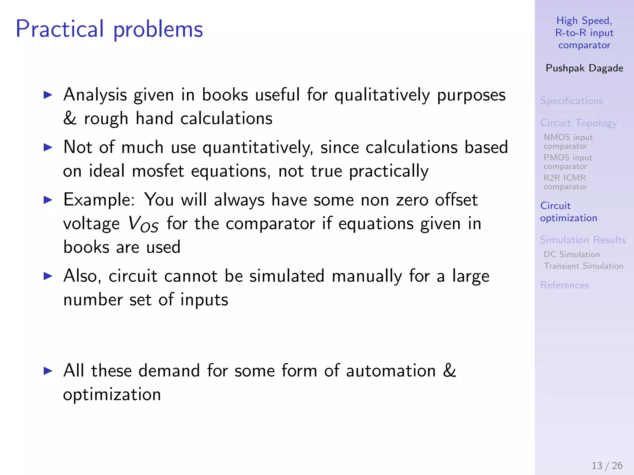 Design of a High Speed, Rail-to-Rail input CMOS comparator | PDF
