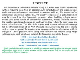Design and structural analysis of auv pressure hull with sandwich ...