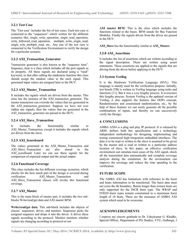 Design and verification environment for amba axi protocol for soc integration | PDF