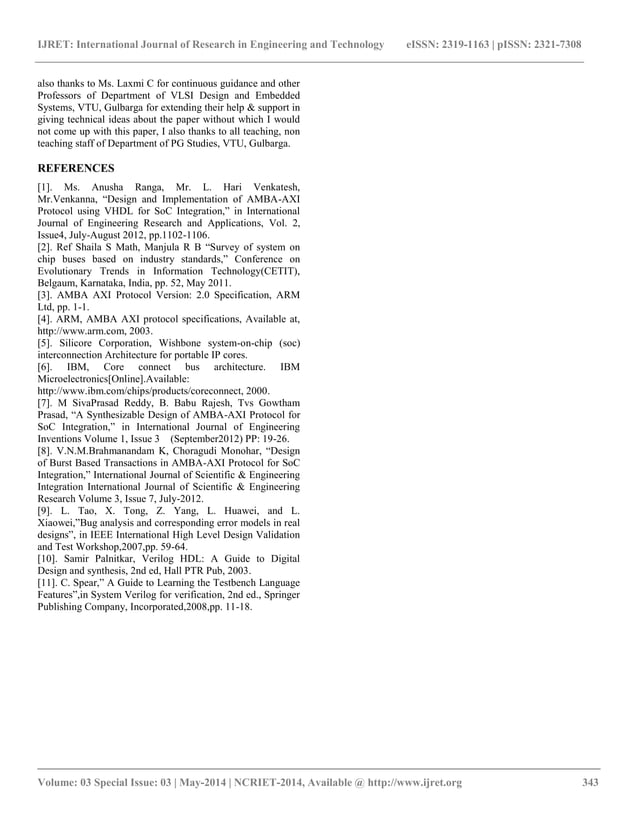 Design and verification environment for amba axi protocol for soc integration | PDF