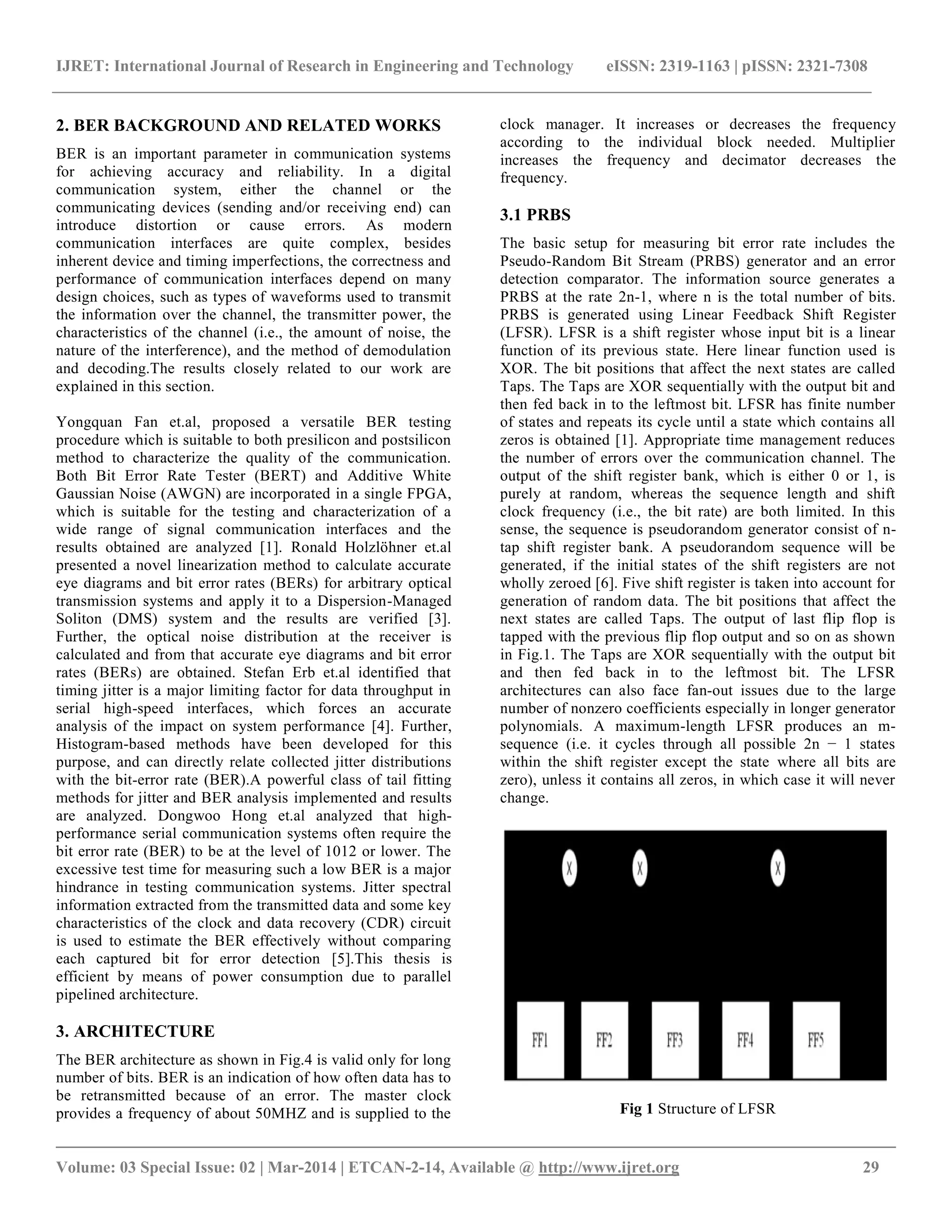 Design And Verification Of Pipelined Parallel Architecture Implementation In Fpga For Bit Error