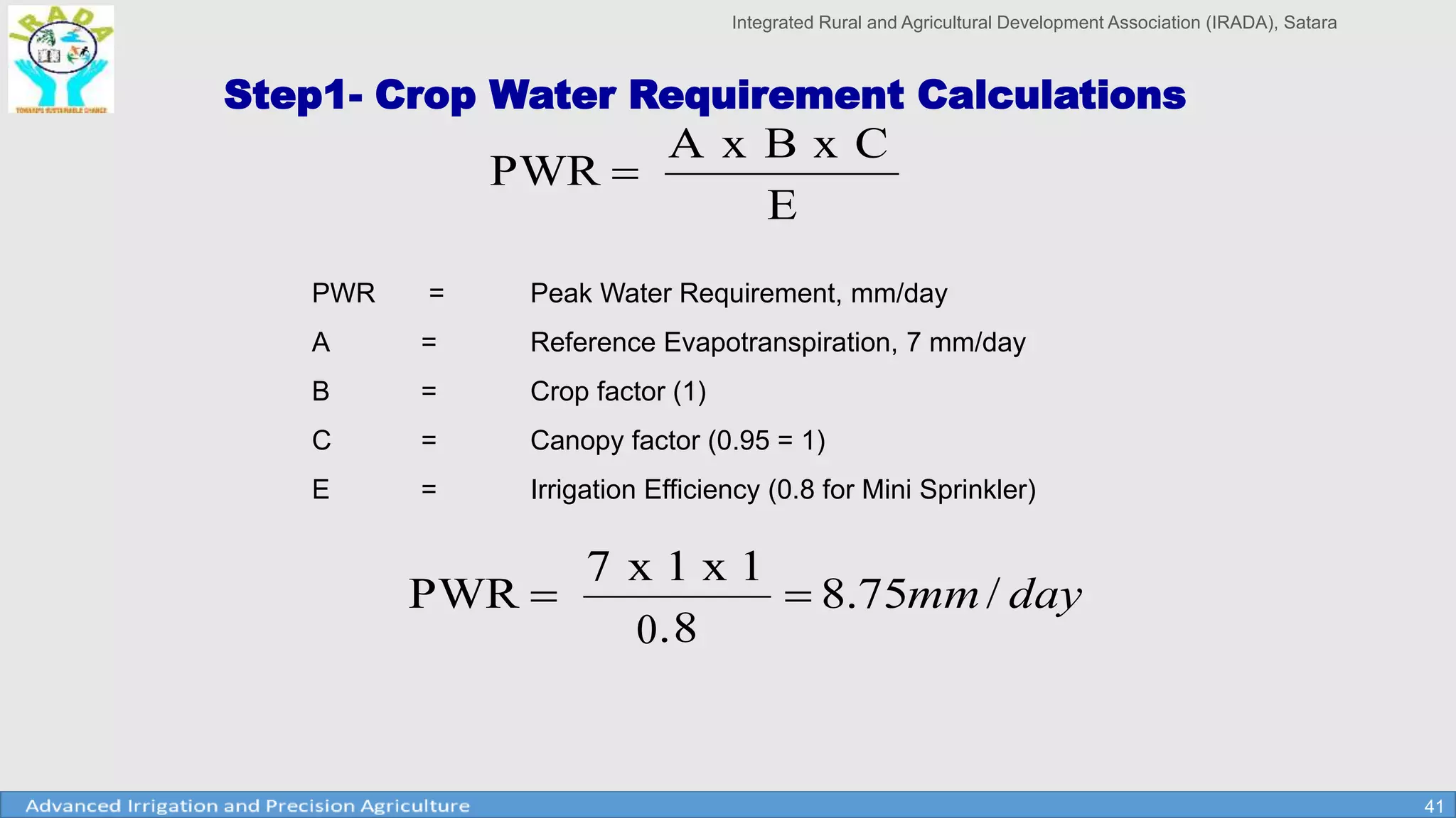 Design aspects of sprinkler irrigation system | PPTX