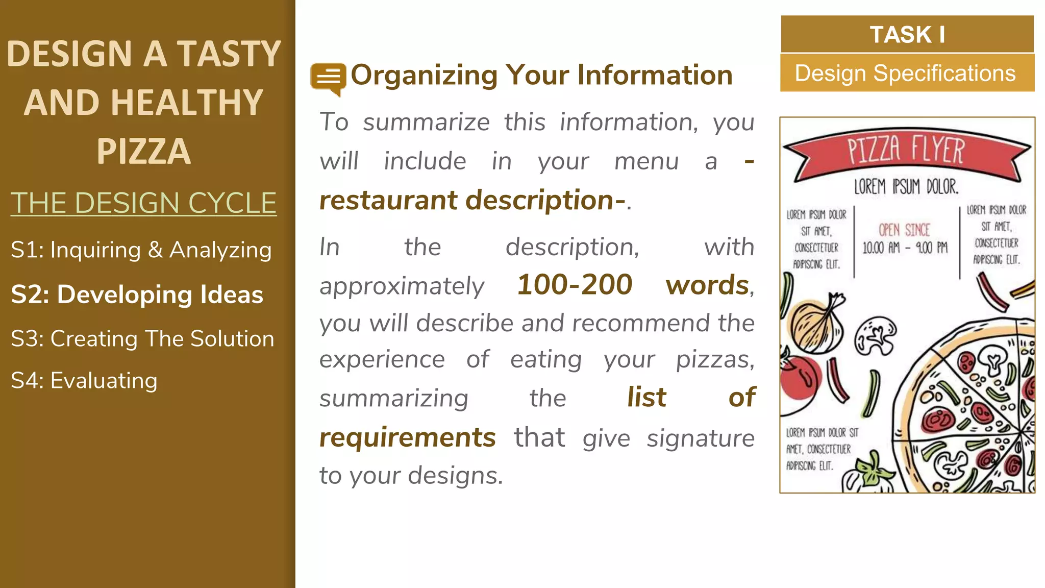 Design a tasty and healthy pizza - Developing Ideas | PPTX