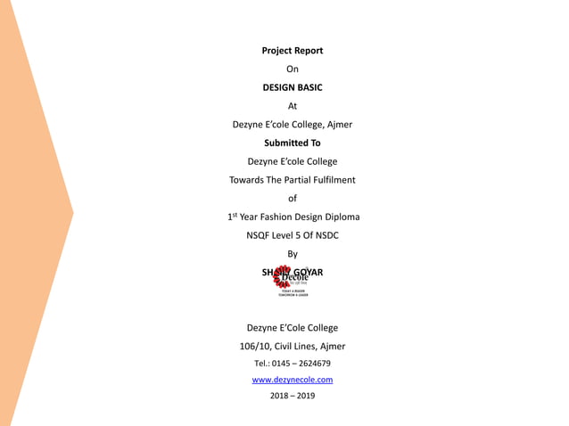 Shaily Goyar, Diploma Fashion Design First Year, (Design Basics Project) | PPT