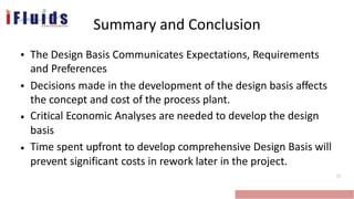 Design basis - PROCESS DESIGN FUNDAMENTALS | PDF