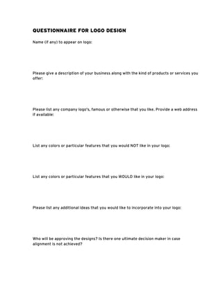 Questionnaire For Logo Design
