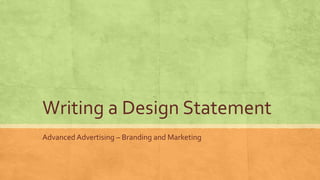 Design statement - review | PPT