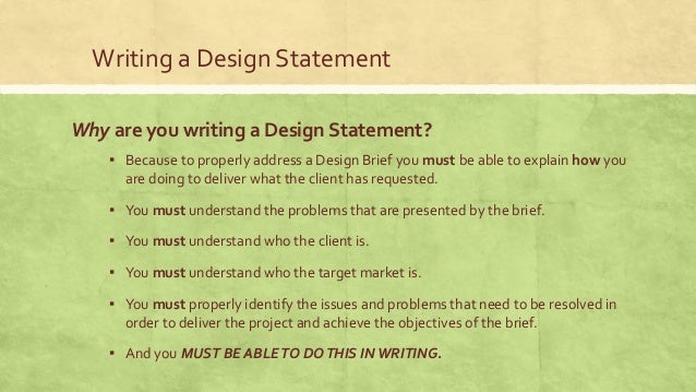 Design statement - review