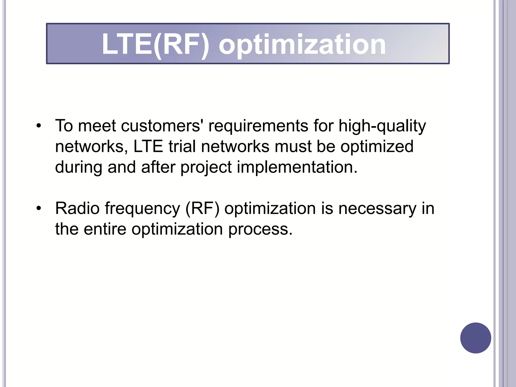 LTE optimization | PPTX | Internet | Computing