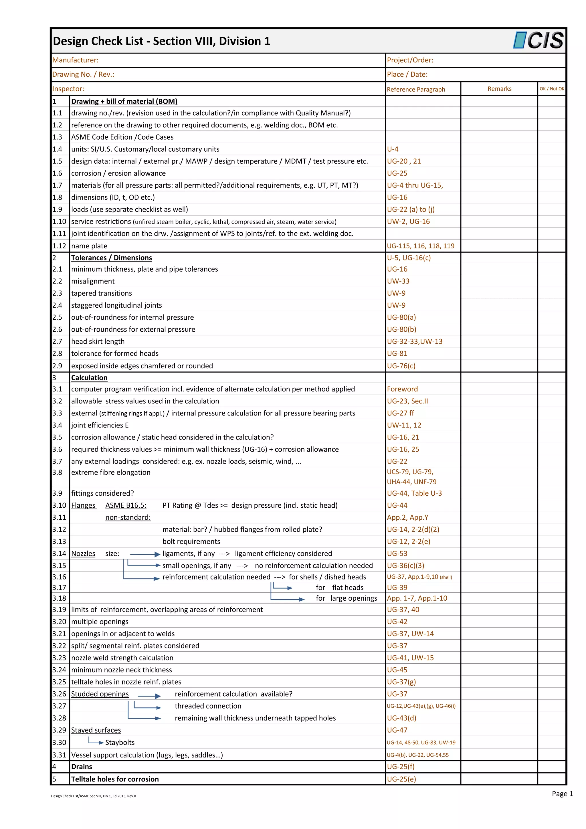 Design check list viii 1 rev0 | PDF