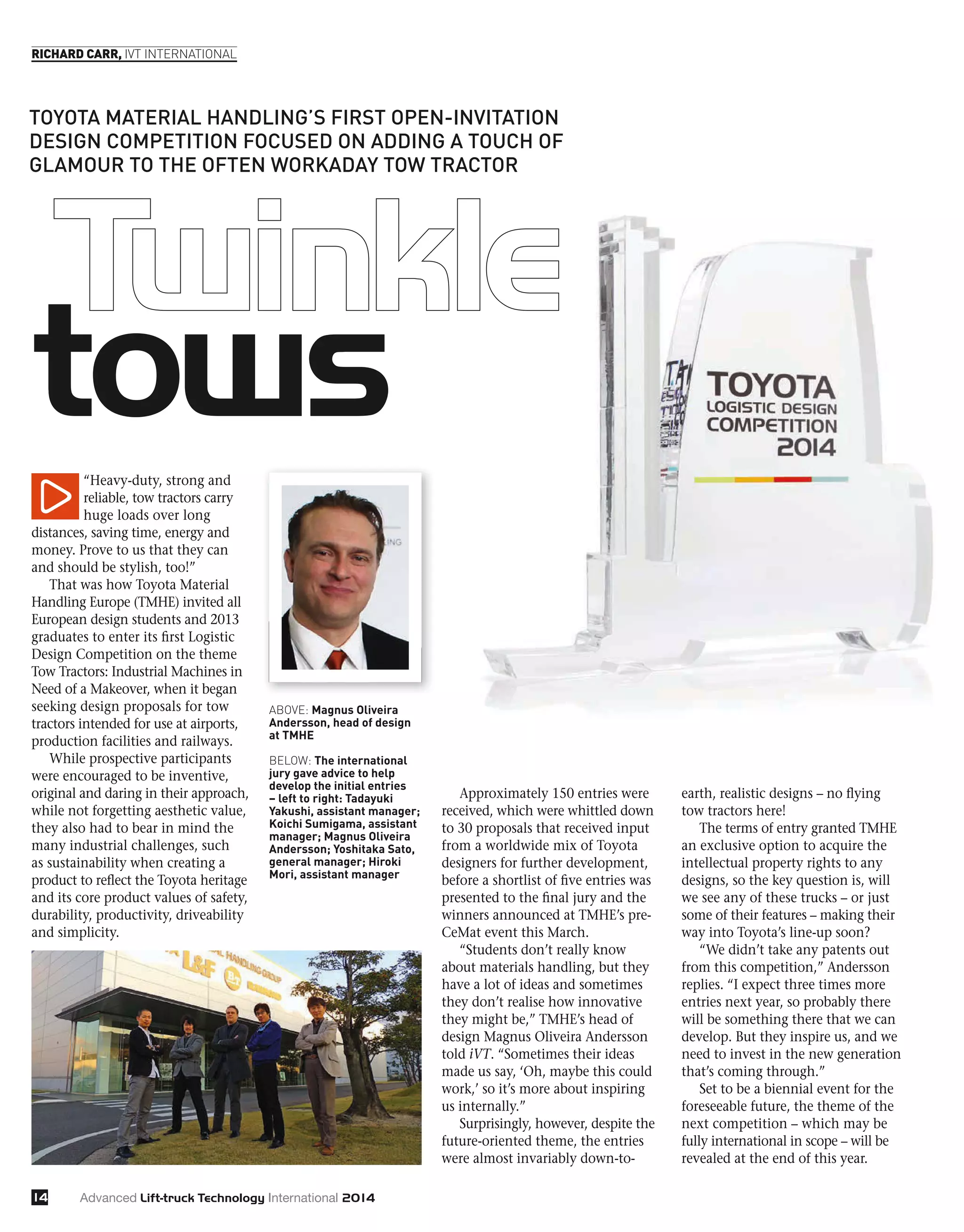 iVT International presents the Toyota Logistic Design Competition | PDF