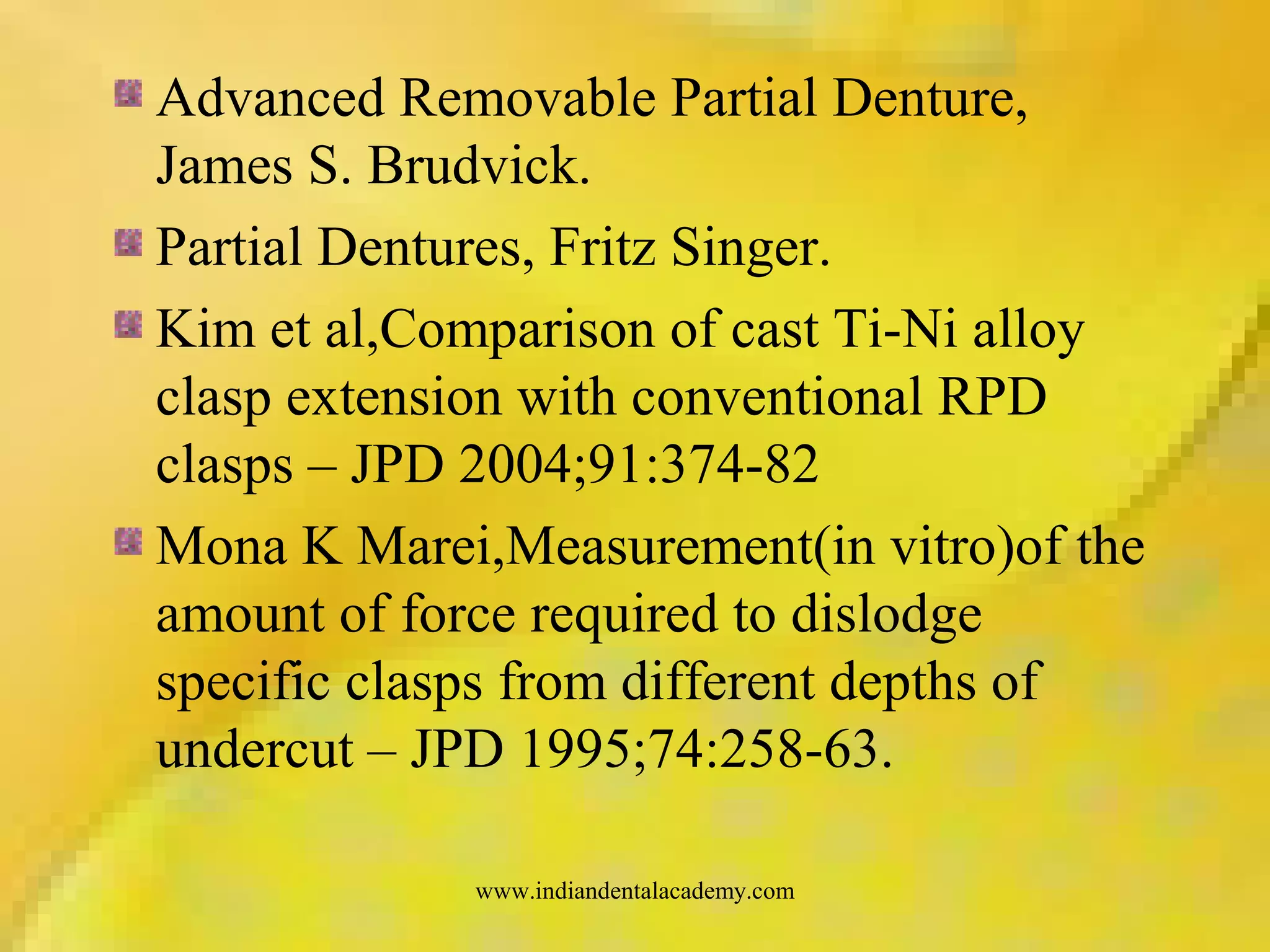 Design consideration in reducing stress in rpd/ oral surgery courses | PPT