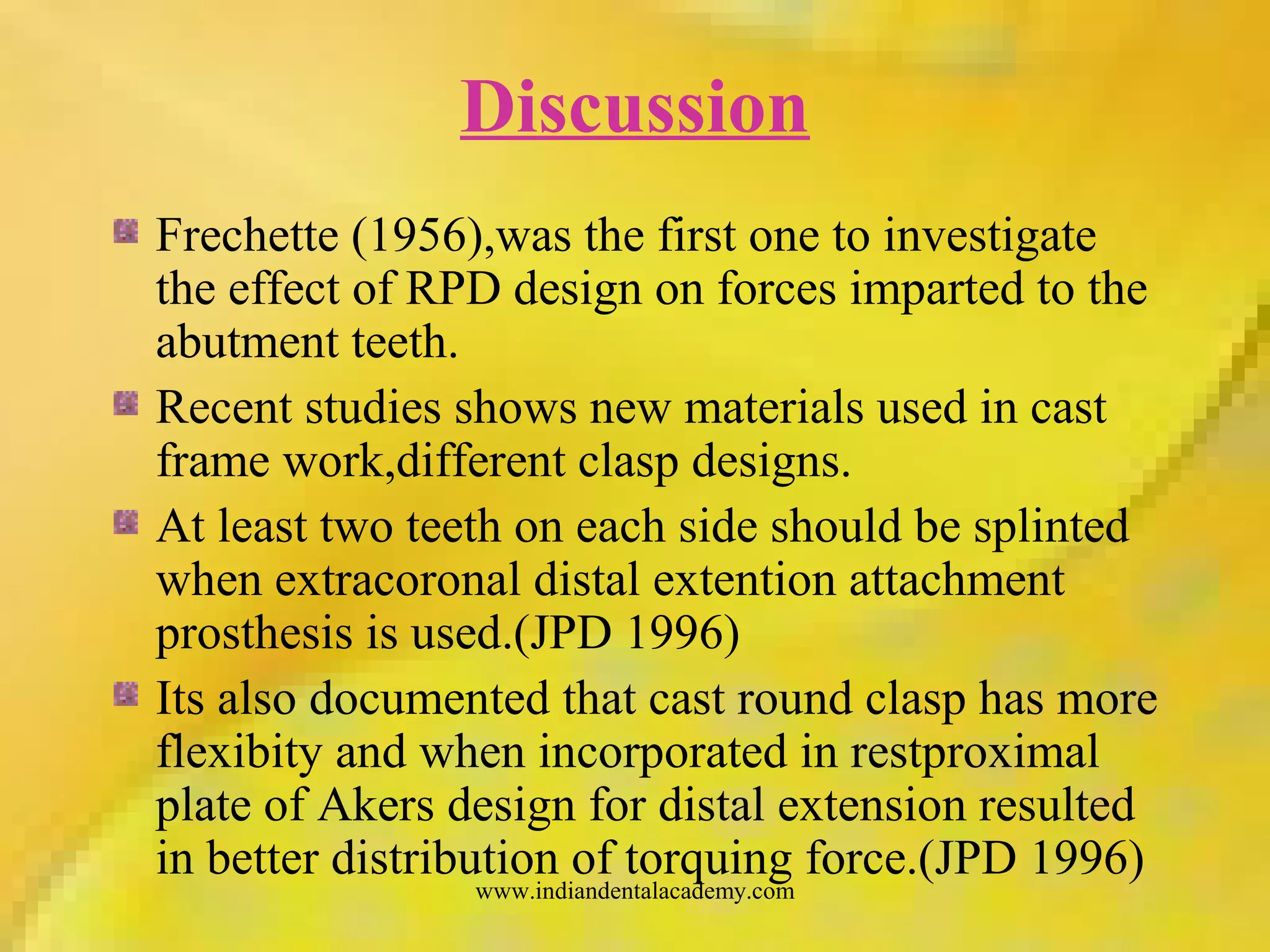Design consideration in reducing stress in rpd/ oral surgery courses | PPT