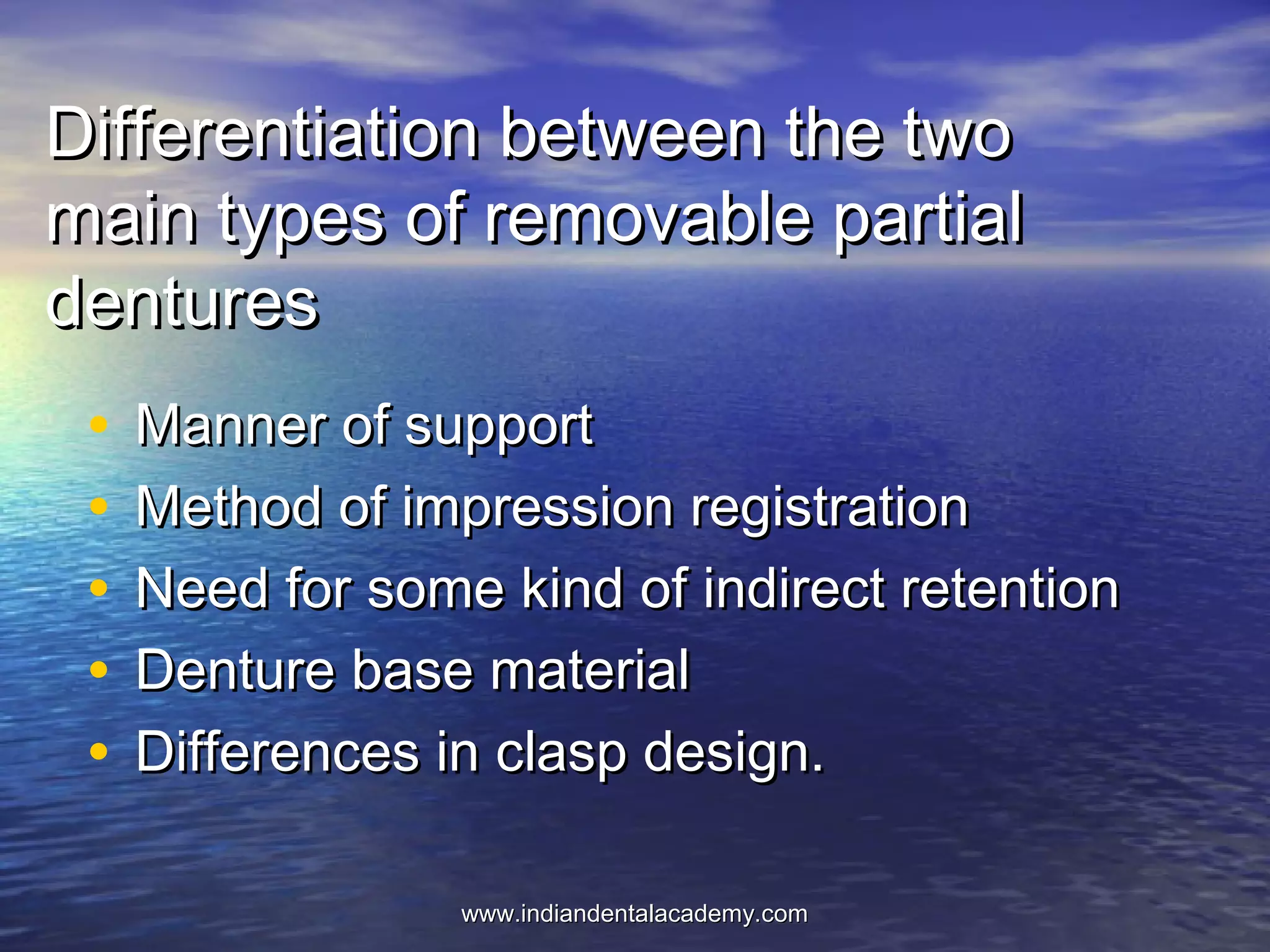 Design considerations for a distal extension rpd/prosthodontic courses ...
