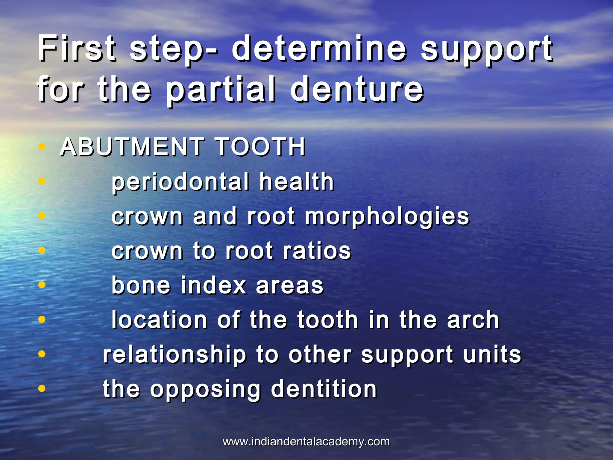 Design considerations for a distal extension rpd/prosthodontic courses ...