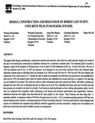 Design construction and behavior of bored cast in situ concrete | PDF
