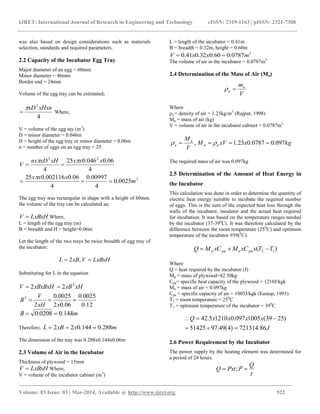 Design, construction and performance evaluation of an electric powered egg incubator | PDF
