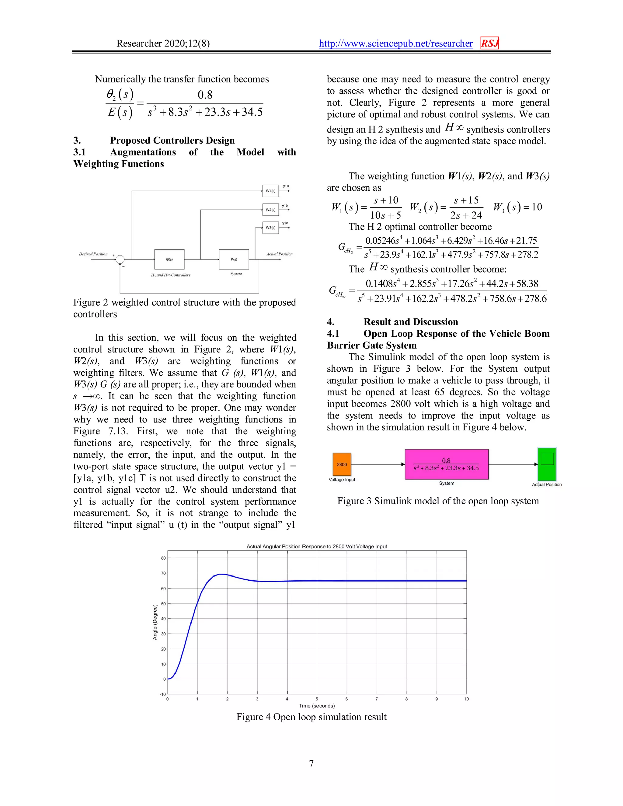 Design & control of vehicle boom barrier gate system using augmented h 2 optimal & h infinity ...