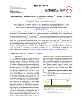 Design & control of vehicle boom barrier gate system using augmented h 2 optimal & h infinity ...