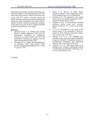 Design & control of vehicle boom barrier gate system using augmented h 2 optimal & h infinity ...