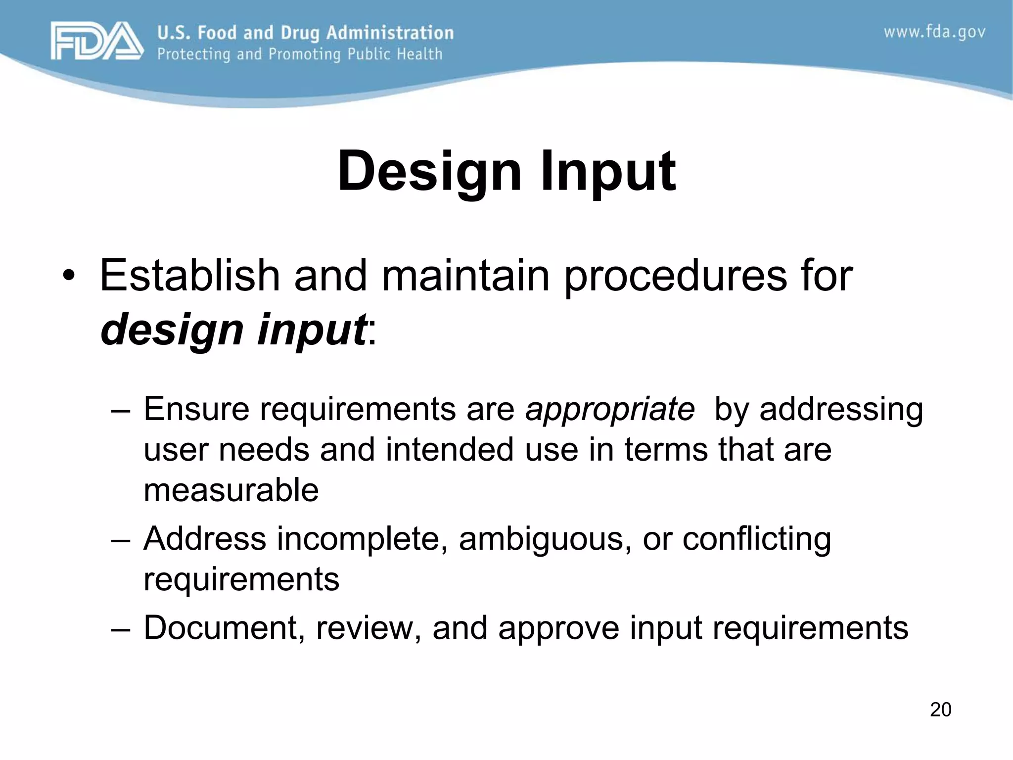 Design control FDA requirements | PDF