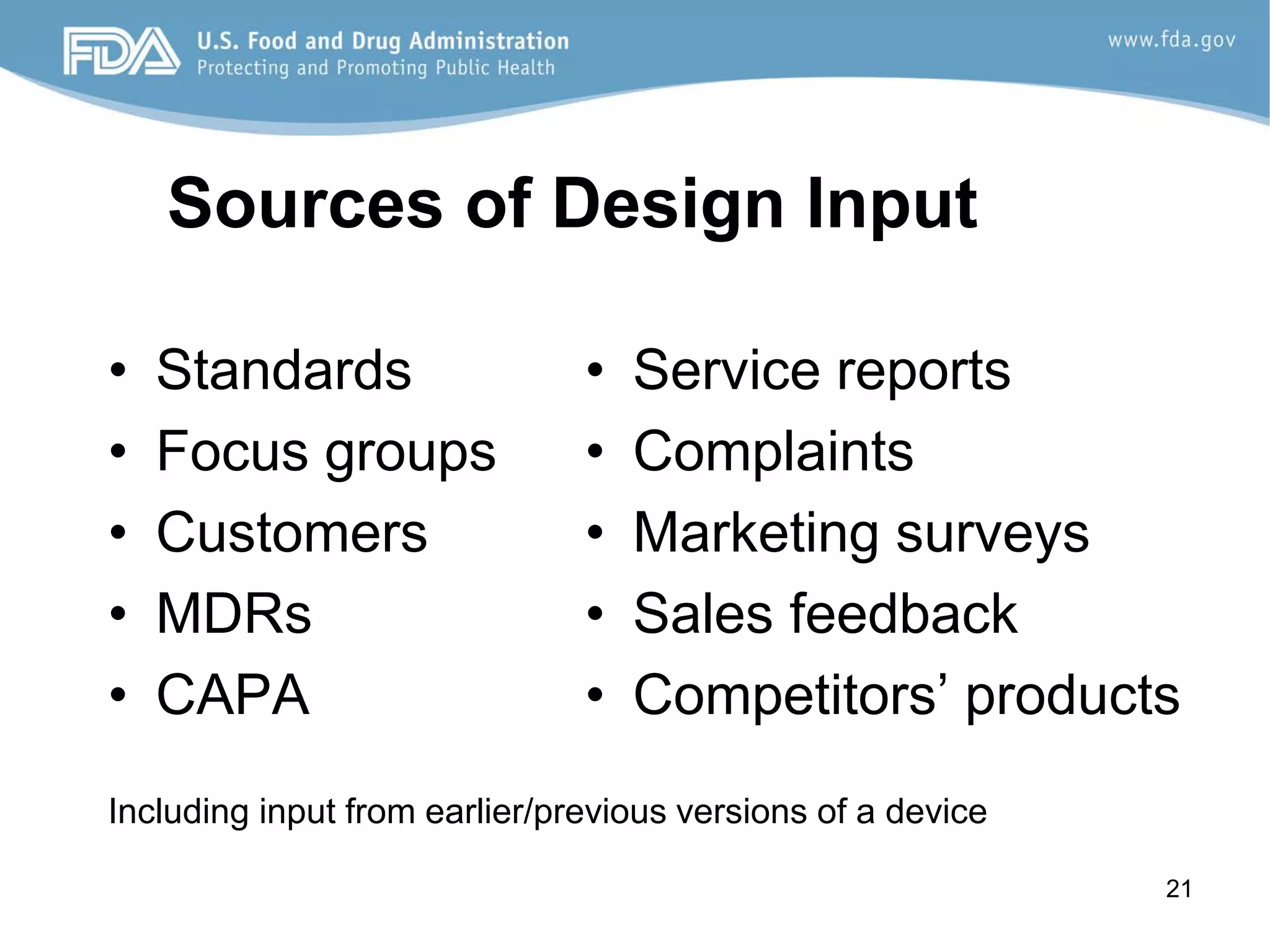 Design control FDA requirements | PDF